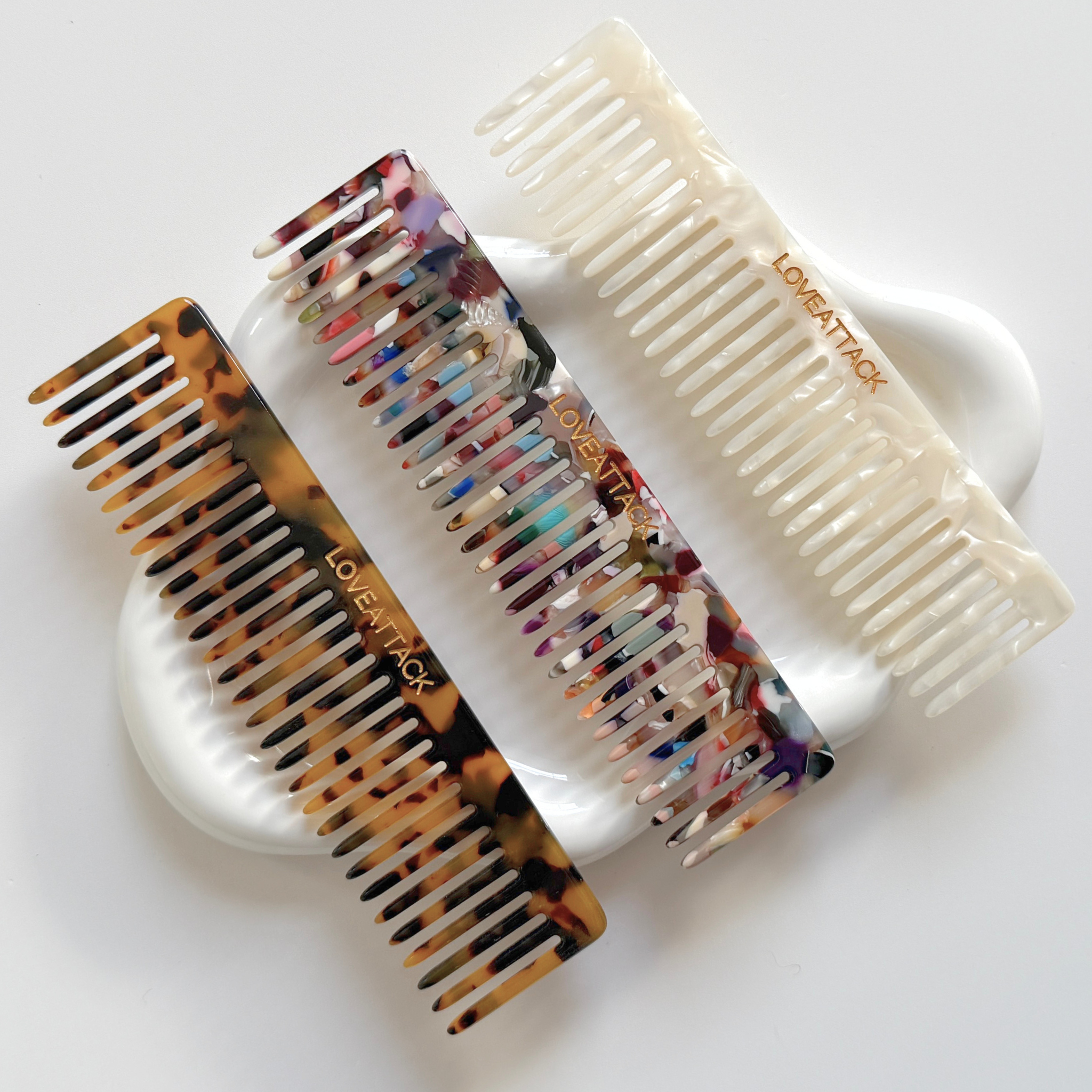 Cellulose Acetate Wide Tooth Styling Combs | Love Attack